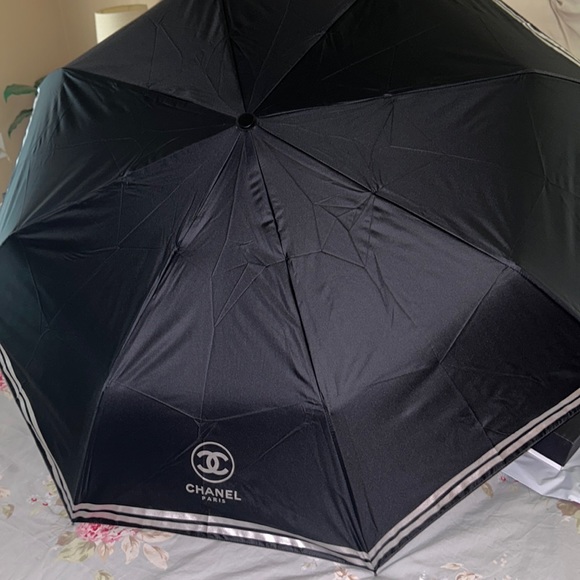 CHANEL | Accessories | Chanel Black Silver Umbrella New | Poshmark